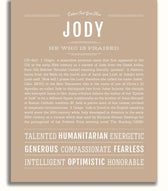 Jody Personalized Name Meaning Art Prints – Name Stories