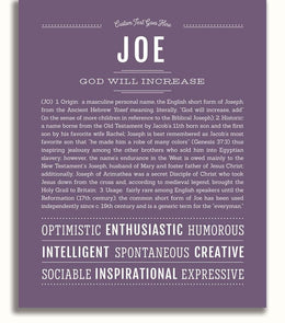 Joe | Name Art Print – Name Stories