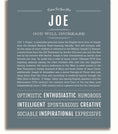 Joe Personalized Name Meaning Art Prints – Name Stories