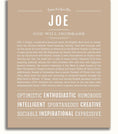 Joe Personalized Name Meaning Art Prints – Name Stories