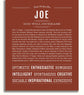 Joe Personalized Name Meaning Art Prints – Name Stories