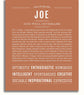 Joe Personalized Name Meaning Art Prints – Name Stories