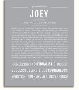 Joey (male) | Name Art Print – Name Stories