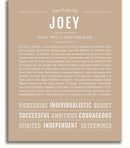 Joey Personalized Name Meaning Art Prints – Name Stories