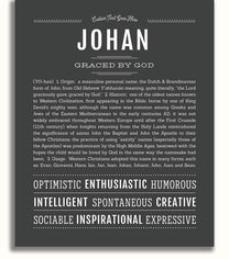 Johan | Name Art Print - Personalized Custom Gifts – Name Stories
