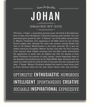 Johan | Name Art Print – Name Stories