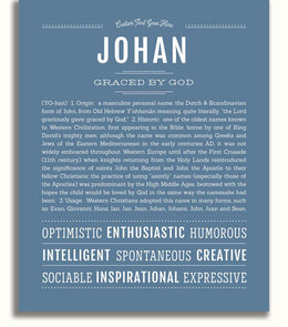 Johan Personalized Name Meaning Art Prints – Name Stories