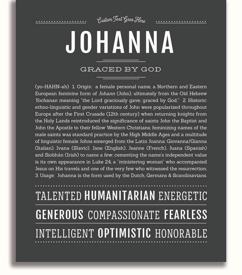 Johanna Personalized Name Meaning Art Prints – Name Stories
