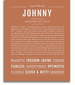 Johnny Personalized Name Meaning Art Prints – Name Stories