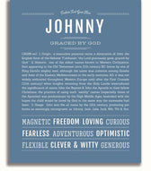 Johnny Personalized Name Meaning Art Prints – Name Stories