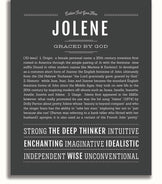 Jolene Personalized Name Meaning Art Prints – Name Stories