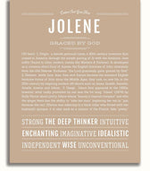 Jolene | Name Art Print – Name Stories