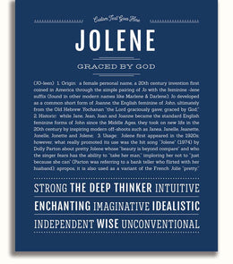 Jolene | Name Art Print – Name Stories