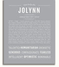 Jolynn Personalized Name Meaning Art Prints – Name Stories