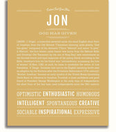 Jon Personalized Name Meaning Art Prints – Name Stories
