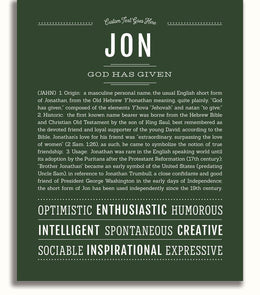 Jon | Name Art Print – Name Stories