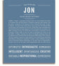 Jon Personalized Name Meaning Art Prints – Name Stories