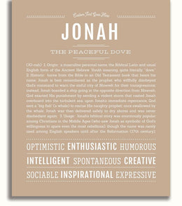 Jonah Personalized Name Meaning Art Prints – Name Stories