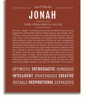 Jonah Personalized Name Meaning Art Prints – Name Stories