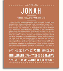 Jonah Personalized Name Meaning Art Prints – Name Stories