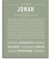 Jonah Personalized Name Meaning Art Prints – Name Stories