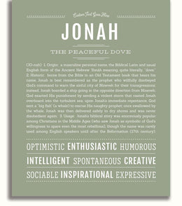Jonah Personalized Name Meaning Art Prints – Name Stories