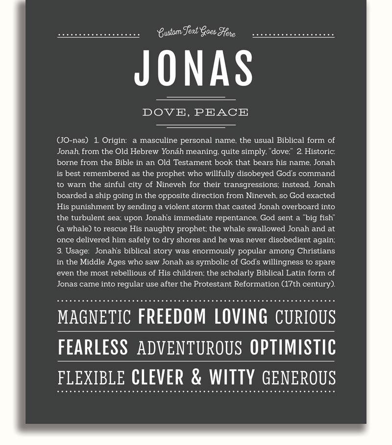 Jonas Personalized Name Meaning Art Prints – Name Stories