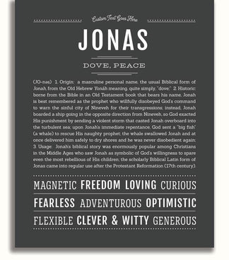 Jonas Personalized Name Meaning Art Prints – Name Stories