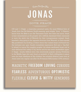 Jonas Personalized Name Meaning Art Prints – Name Stories