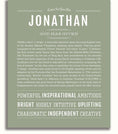 Jonathan Personalized Name Meaning Art Prints – Name Stories