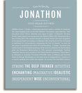 Jonathon Personalized Name Meaning Art Prints – Name Stories
