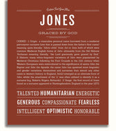 Jones Personalized Name Meaning Art Prints – Name Stories