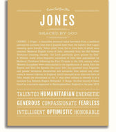 Jones Personalized Name Meaning Art Prints – Name Stories
