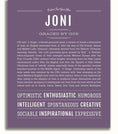 Joni Personalized Name Meaning Art Prints – Name Stories