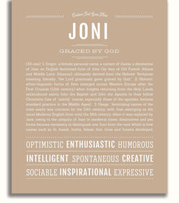 Joni Personalized Name Meaning Art Prints – Name Stories
