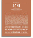 Joni Personalized Name Meaning Art Prints – Name Stories