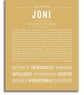 Joni Personalized Name Meaning Art Prints – Name Stories