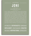 Joni Personalized Name Meaning Art Prints – Name Stories
