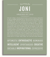 Joni Personalized Name Meaning Art Prints – Name Stories