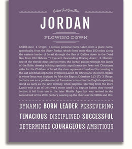 Jordan Personalized Name Meaning Art Prints – Name Stories