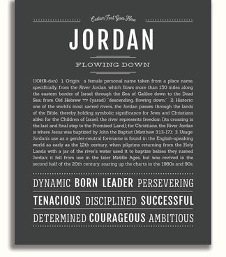 Jordan Personalized Name Meaning Art Prints – Name Stories