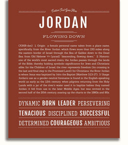Jordan Personalized Name Meaning Art Prints – Name Stories