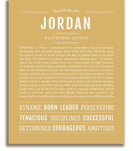 Jordan Personalized Name Meaning Art Prints – Name Stories