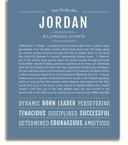 Jordan Personalized Name Meaning Art Prints – Name Stories