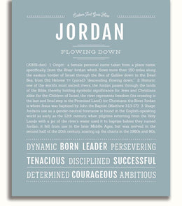 Jordan Personalized Name Meaning Art Prints – Name Stories
