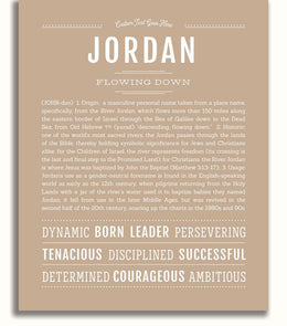 Jordan Personalized Name Meaning Art Prints – Name Stories