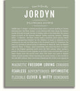 Jordyn Personalized Name Meaning Art Prints – Name Stories