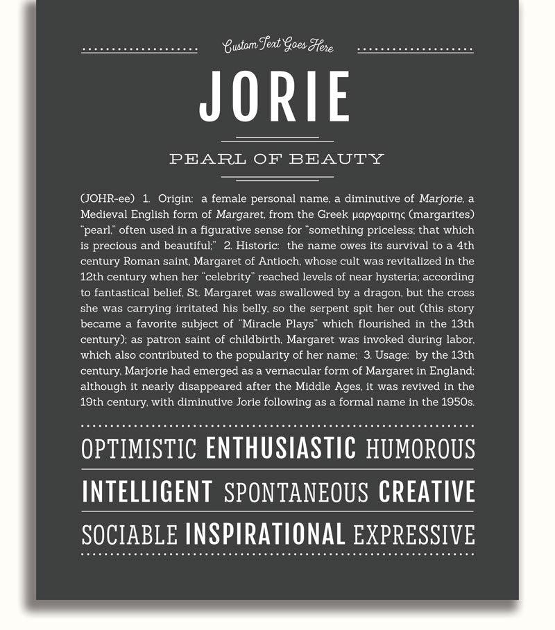 Jorie Personalized Name Meaning Art Prints – Name Stories