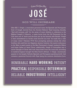 Jose Personalized Name Meaning Art Prints – Name Stories