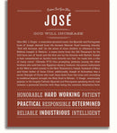 Jose Personalized Name Meaning Art Prints – Name Stories